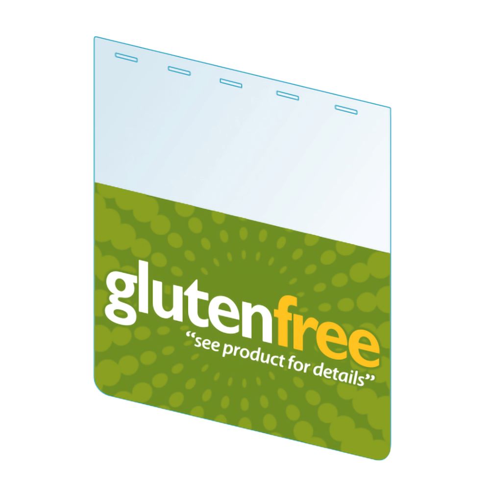 Signature Series, ClearGrip™ "Gluten Free" Bib ShelfTalker™, kostklip ...